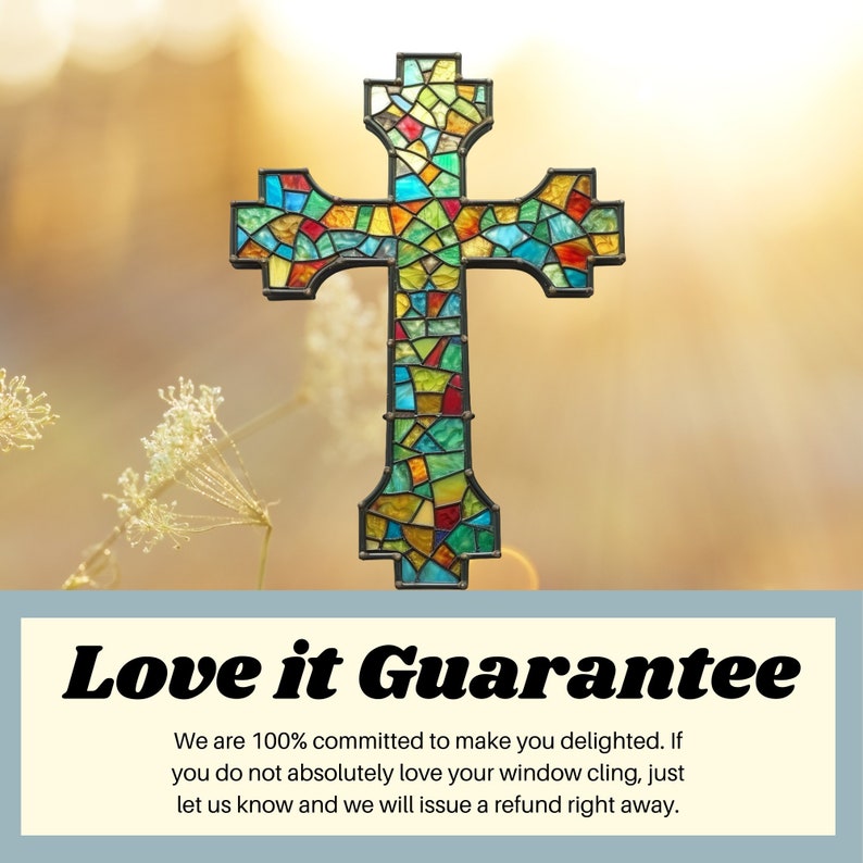 Christian Cross Stained Glass Window Cling Christian Faith Art Faithful ...