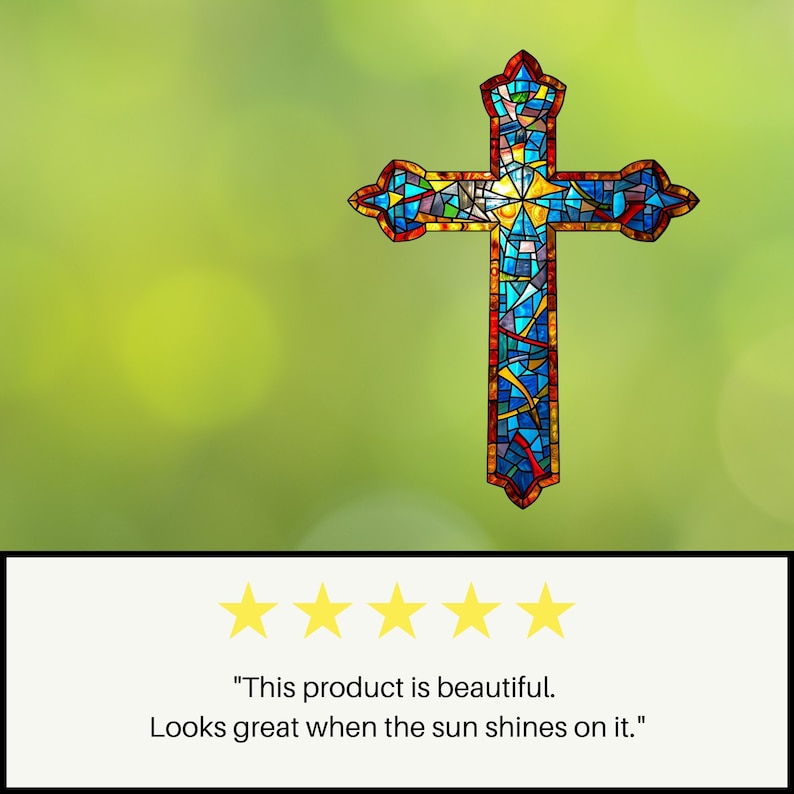 Christian Cross Stained Glass Window Cling Christian Faith Art Faithful ...