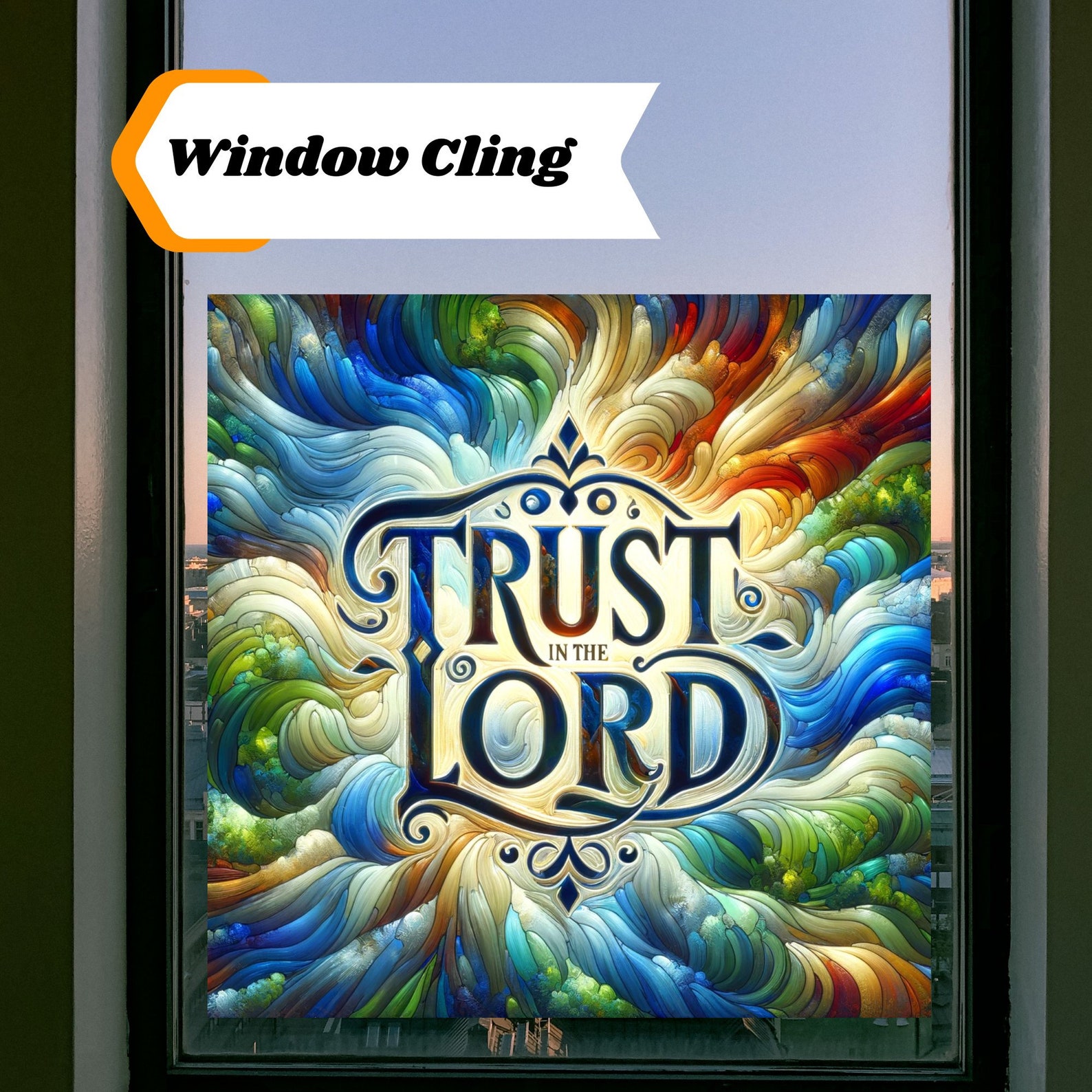 Trust in the LORD Stained Glass Window Cling Easter Decor Resurrection ...