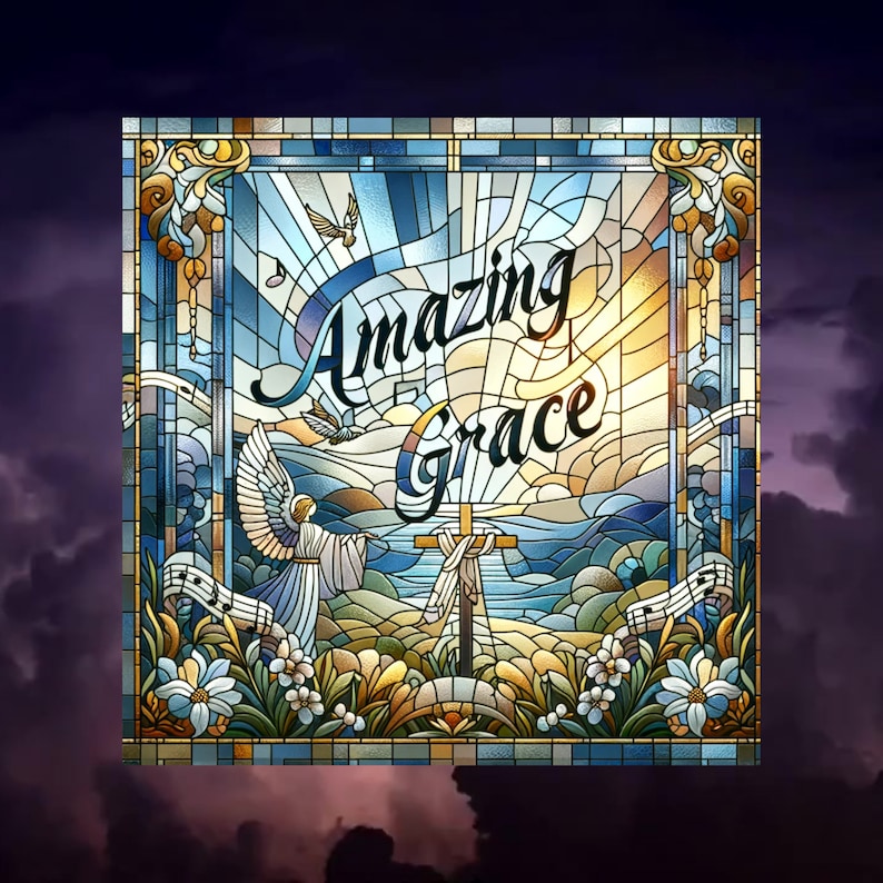 Amazing Grace Stained Glass Window Cling Christian Art Window Sticker ...