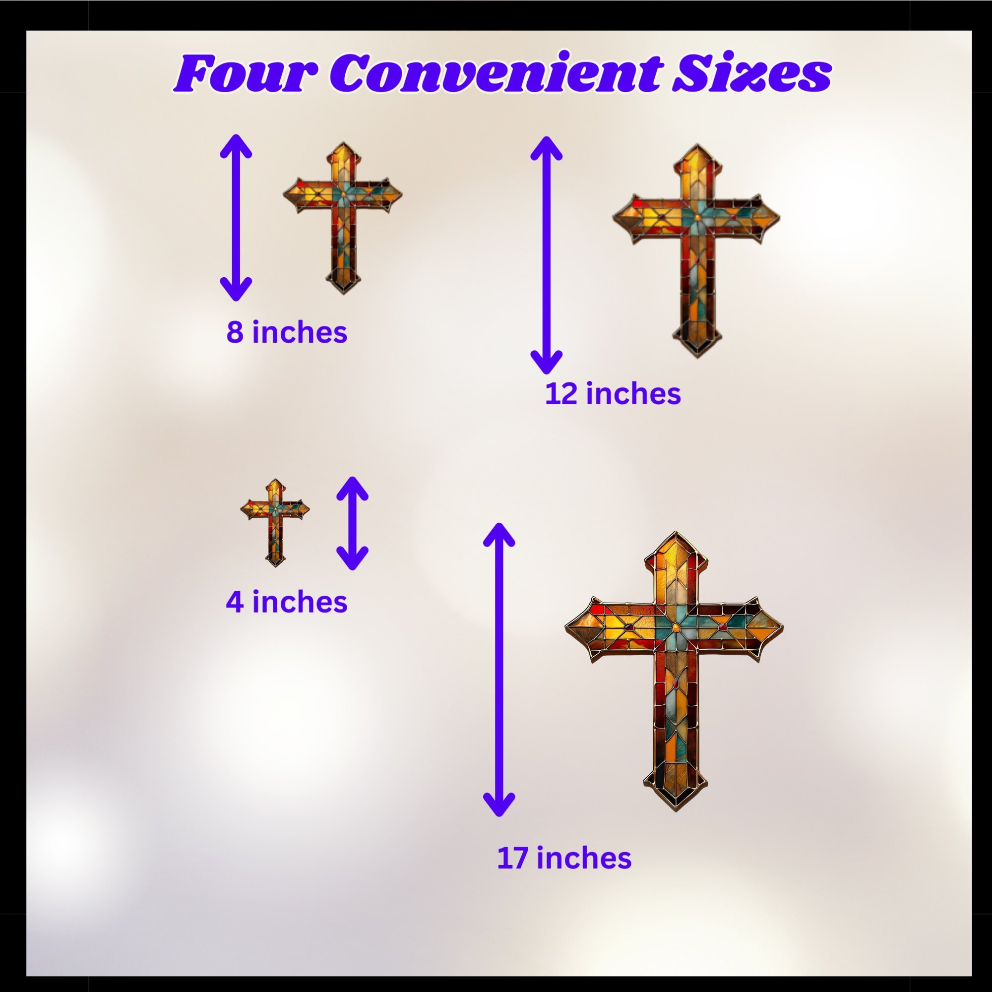 Christian Cross Stained Glass Window Cling Christian Faith Art Faithful ...