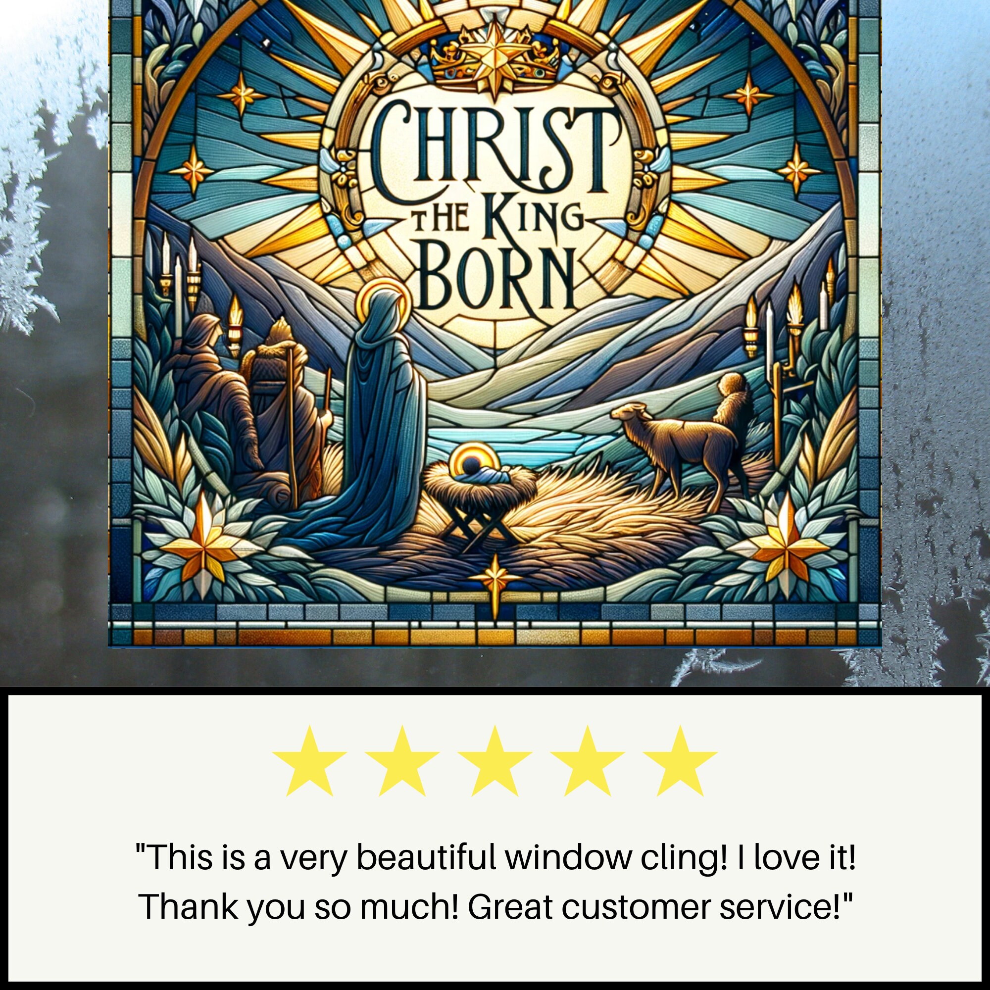 Christ the King is Born Window Cling Christian Art Window Sticker Decal ...