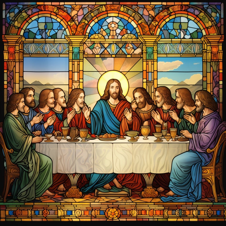 Last Supper Stained Glass Window Cling Faux Stained Glass Gift of Faith ...