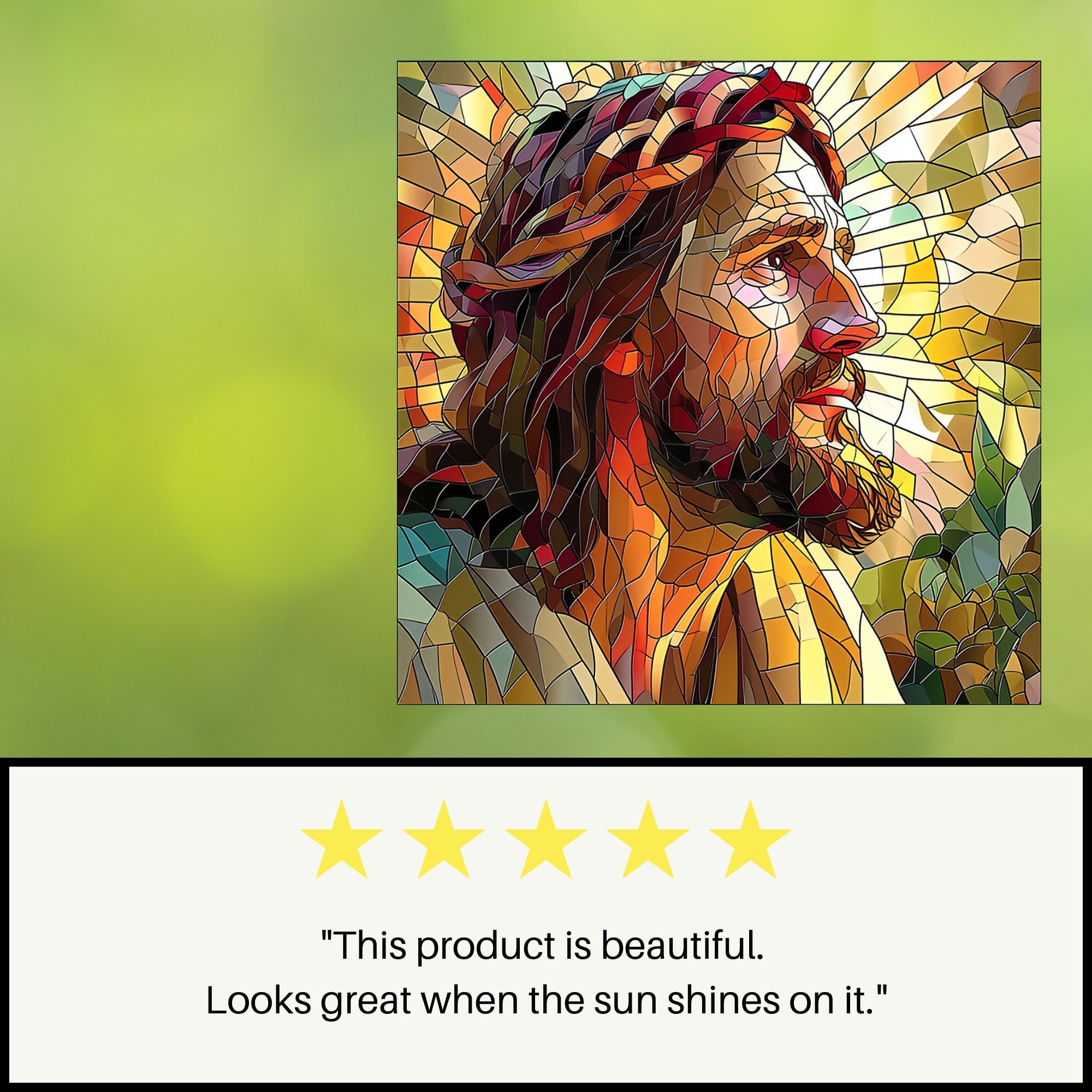 Jesus Stained Glass Window Cling Christian Faith Art Faithful Decor ...