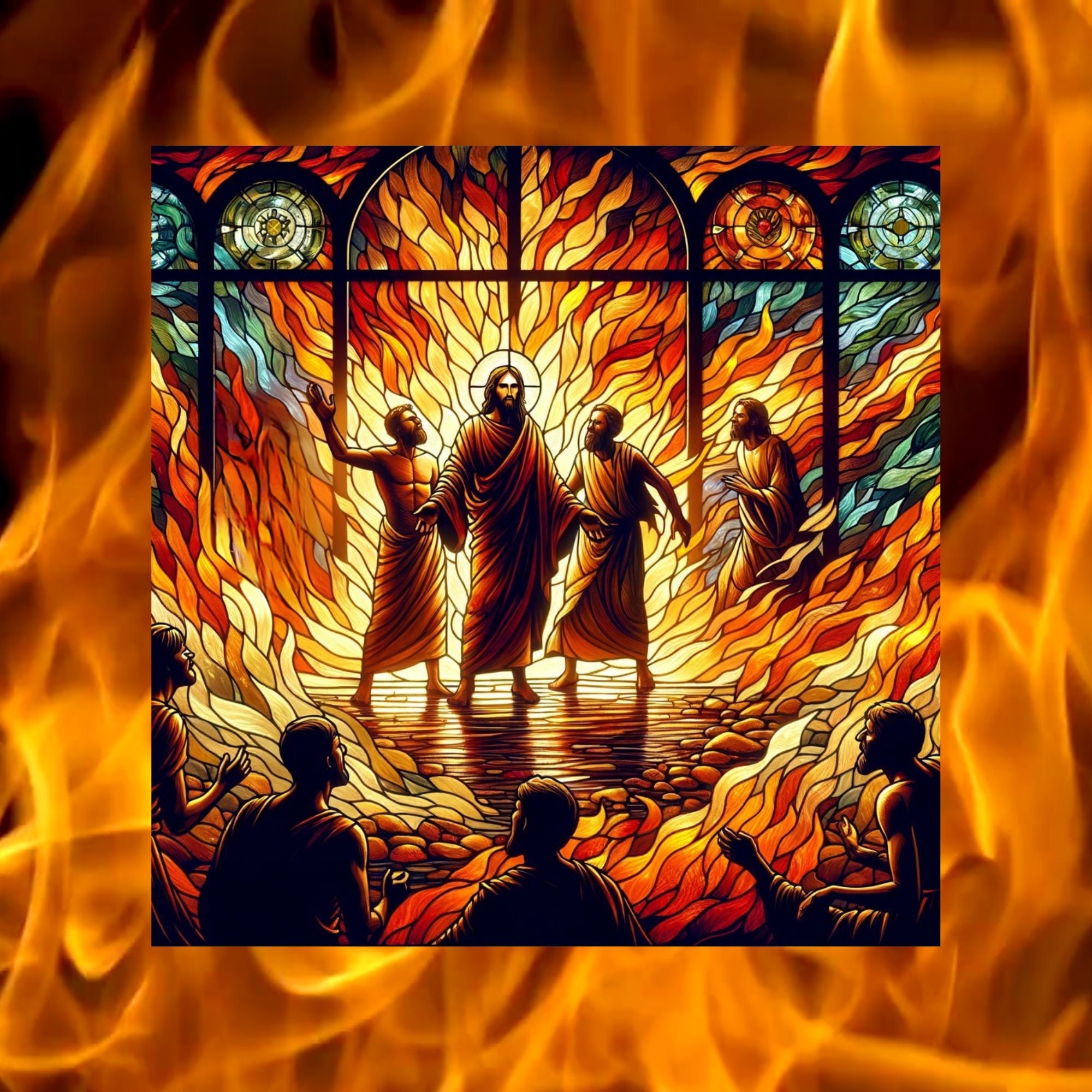 Fourth Man in the Fire Window Cling Daniel 3:24-26 Christian Art Window ...