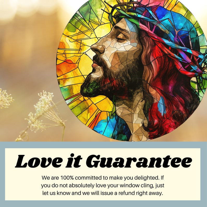 Jesus Stained Glass Window Cling Christian Art Window Sticker Decal ...