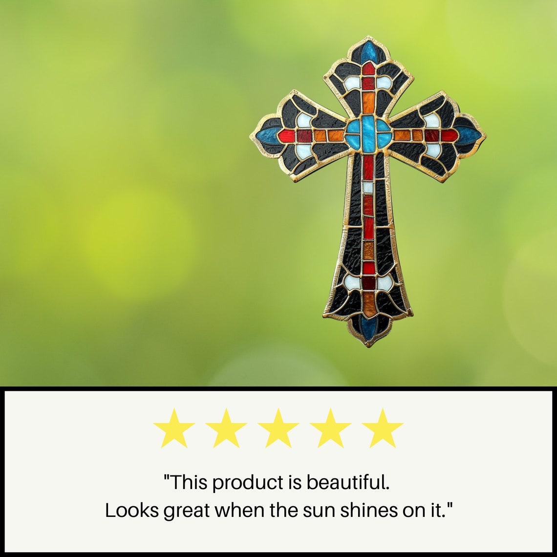 Christian Cross Stained Glass Window Cling Christian Faith Art Faithful ...