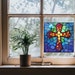 Christian Cross Stained Glass Window Cling Christian Faith Art Faithful ...