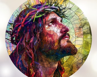 Jesus Stained Glass Window Cling Christian Art Window Sticker Decal ...