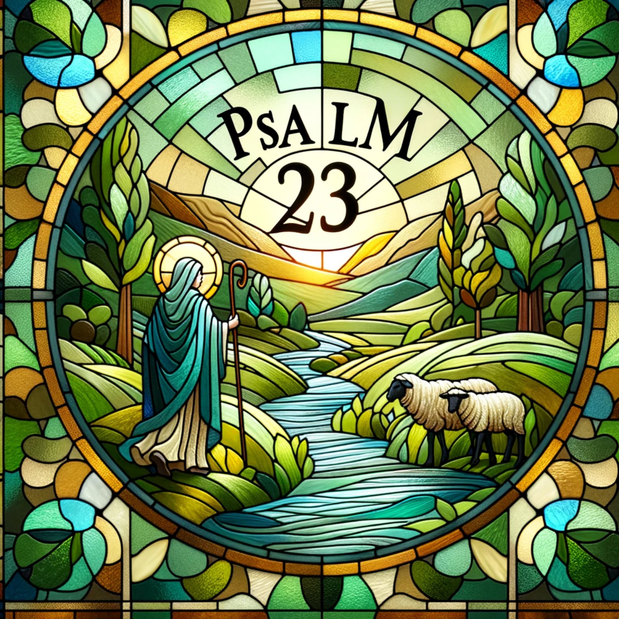 Psalm 23 Stained Glass Window Cling Christian Art Window Sticker Decal ...
