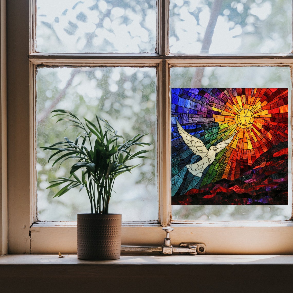 Holy Spirit Stained Glass Window Cling Christian Faith Art Faithful ...