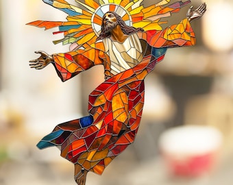 Christian Cross Stained Glass Window Cling Christian Faith Art Faithful ...