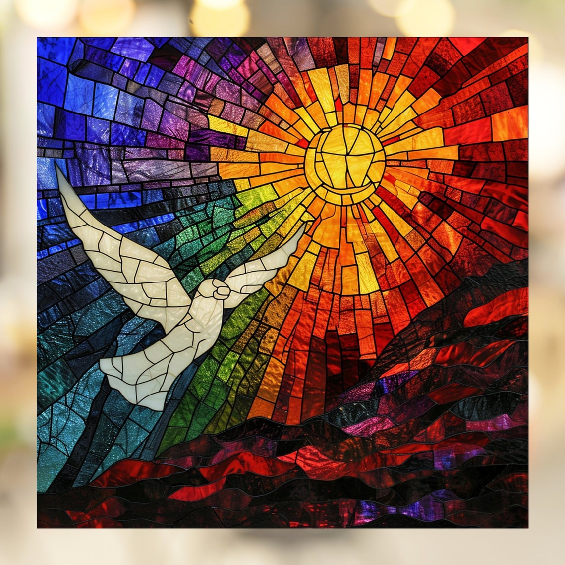 Holy Spirit Stained Glass Window Cling Christian Faith Art Faithful ...