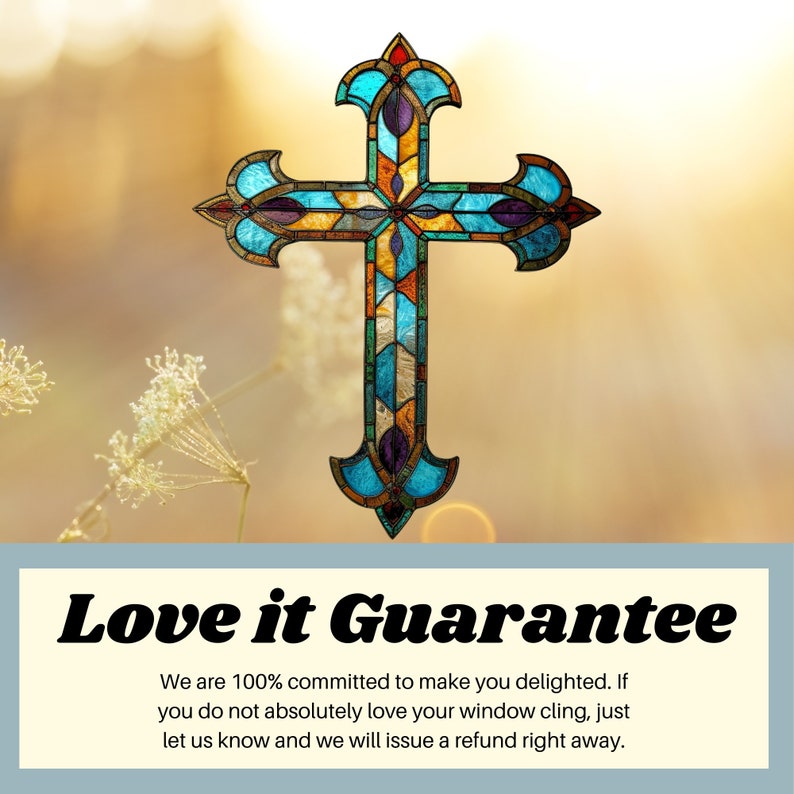 Christian Cross Stained Glass Window Cling Christian Faith Art Faithful ...