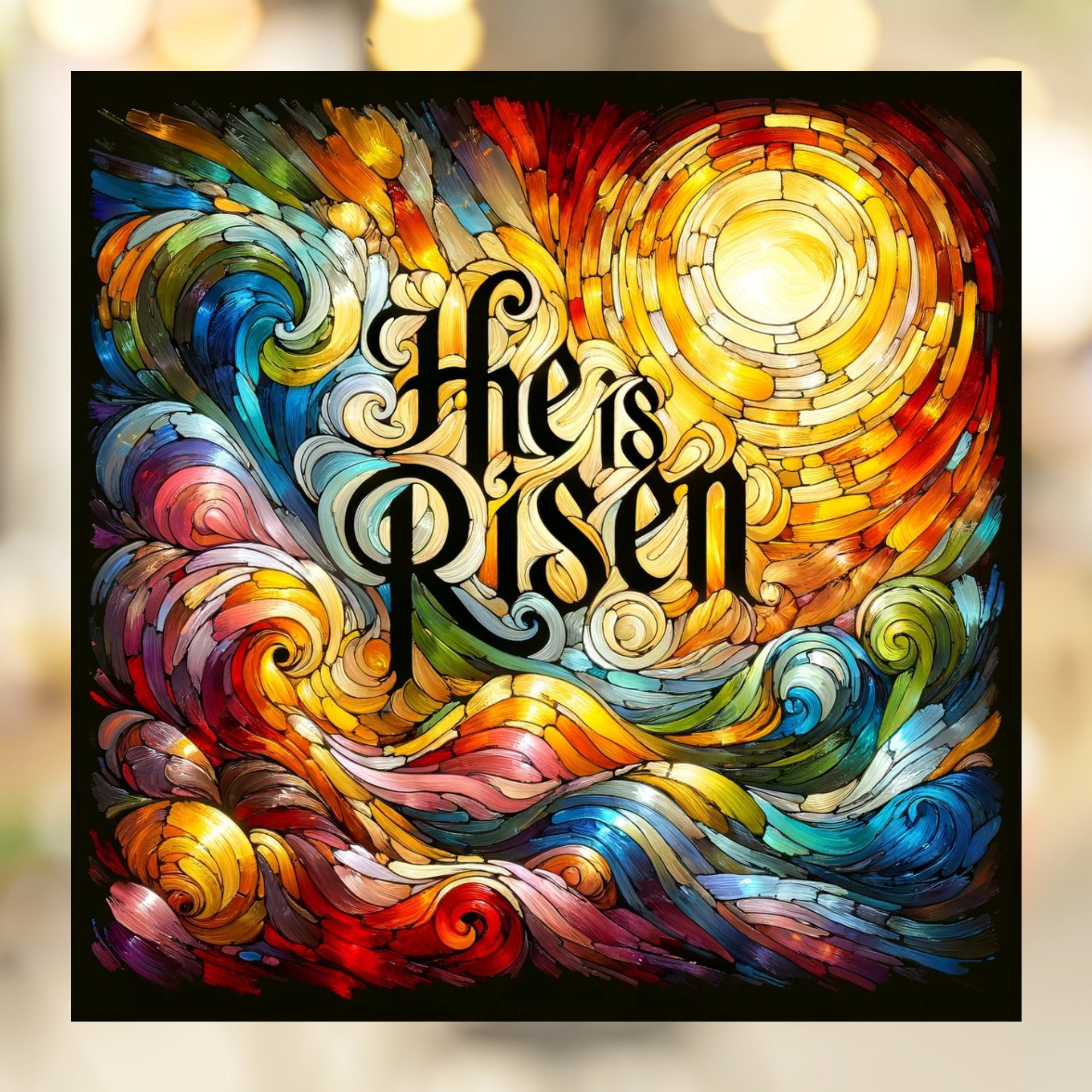 He is Risen Stained Glass Window Cling Easter Decor Resurrection Day ...