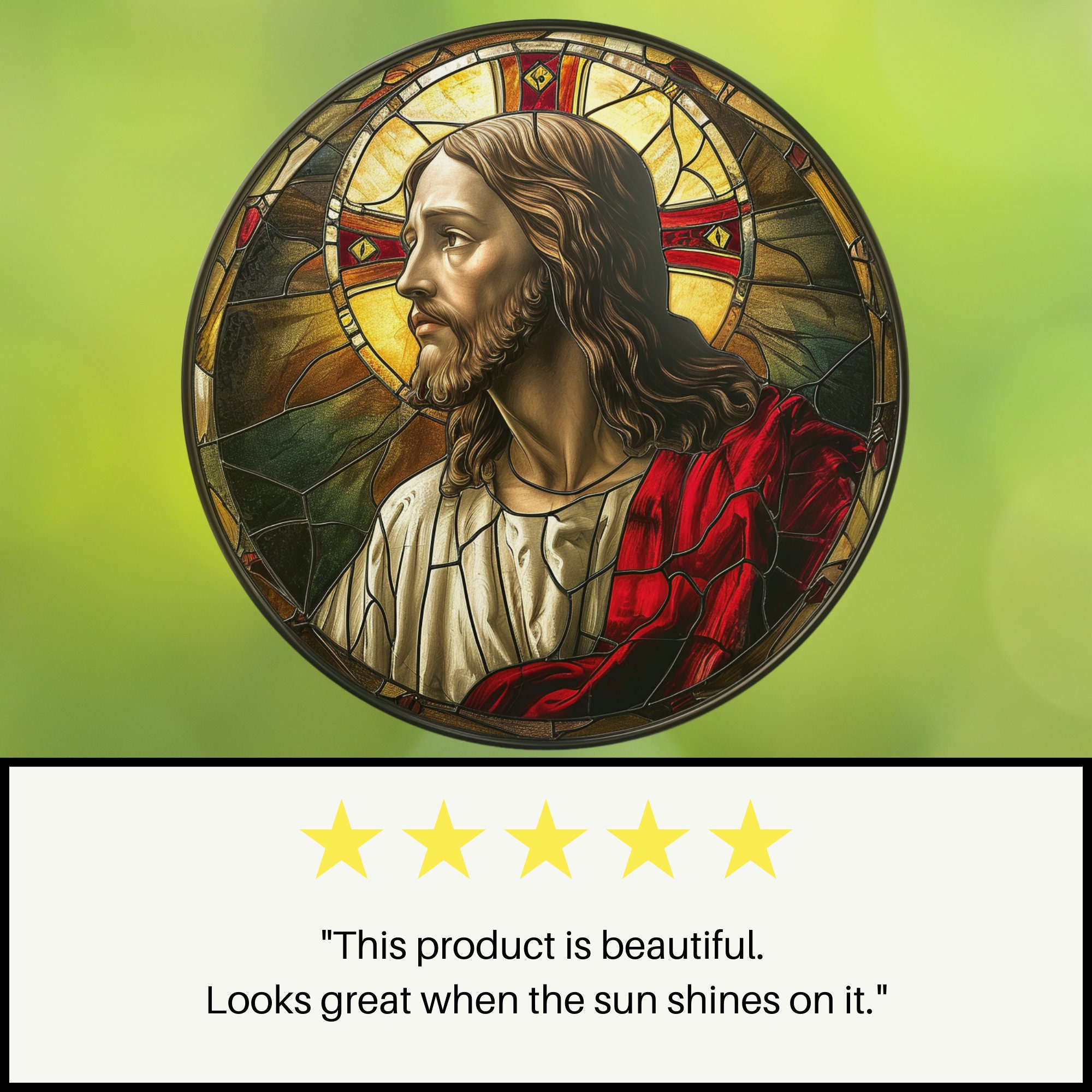 Jesus Stained Glass Window Cling Christian Art Window Sticker Decal ...