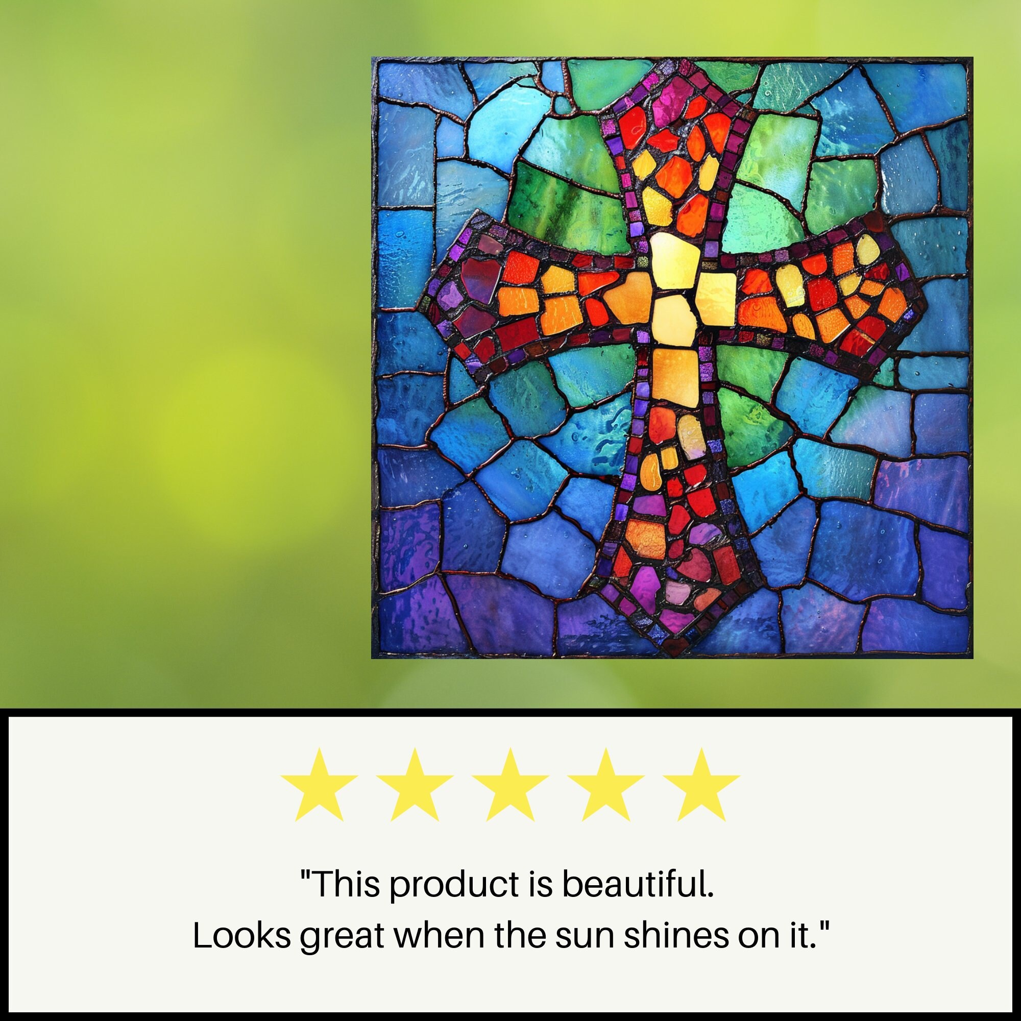 Christian Cross Stained Glass Window Cling Christian Faith Art Faithful ...