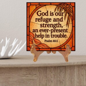 Psalm 46 1 Bible Verse Ceramic Art Tile Christian Decor Bookshelf Wall ...