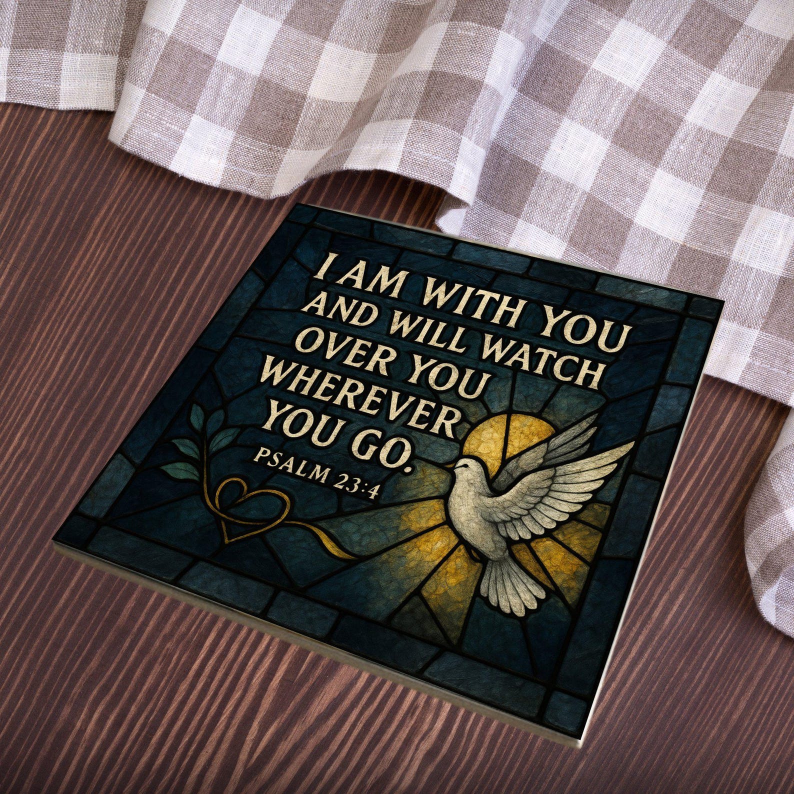 Psalm 23 4 Bible Verse Ceramic Art Tile Christian Decor Bookshelf Wall ...