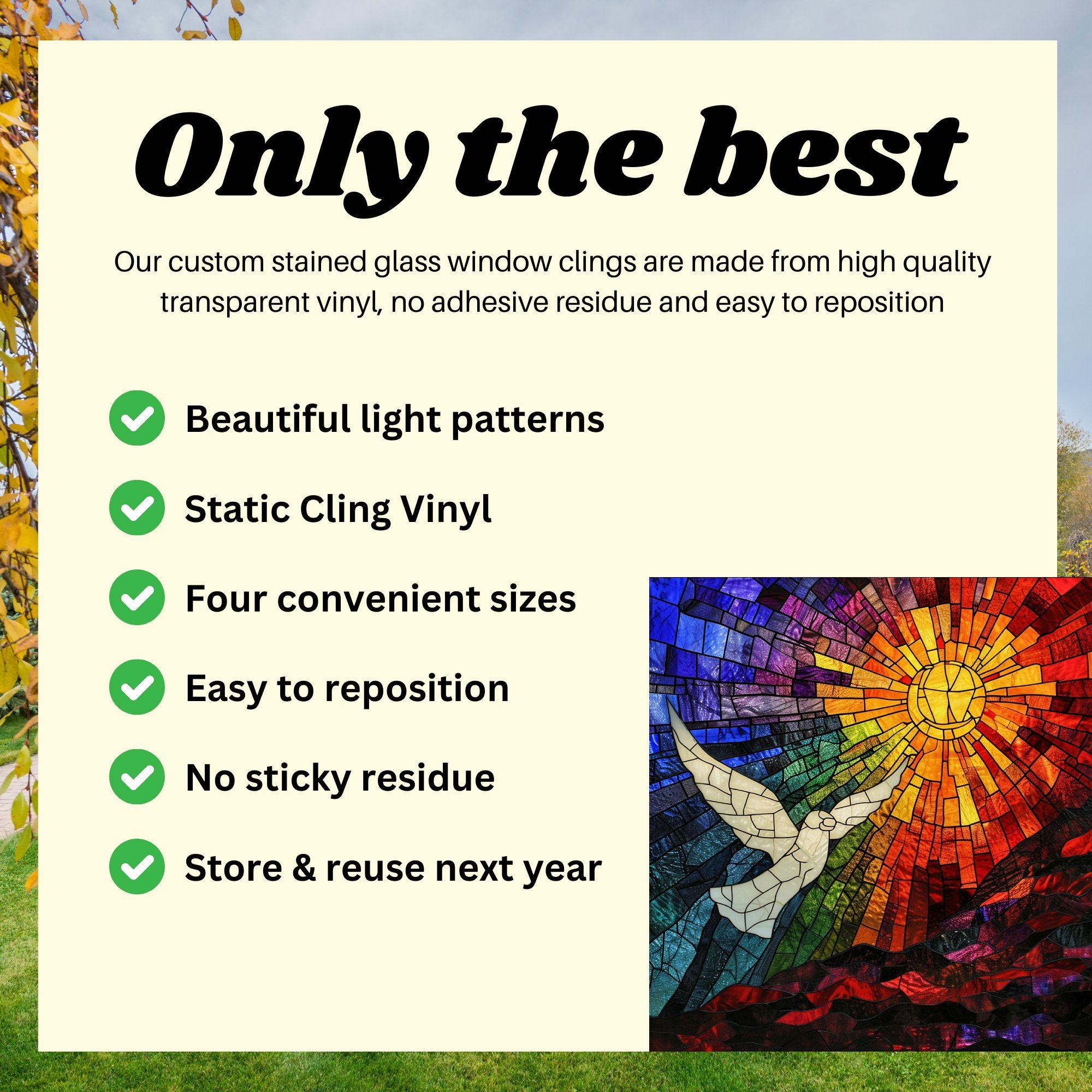 Holy Spirit Stained Glass Window Cling Christian Faith Art Faithful ...