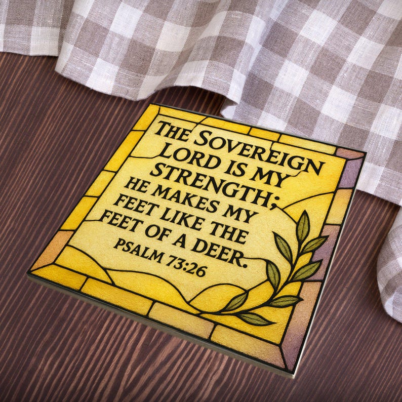 Psalm 73 26 Bible Verse Ceramic Art Tile Christian Decor Bookshelf Wall ...
