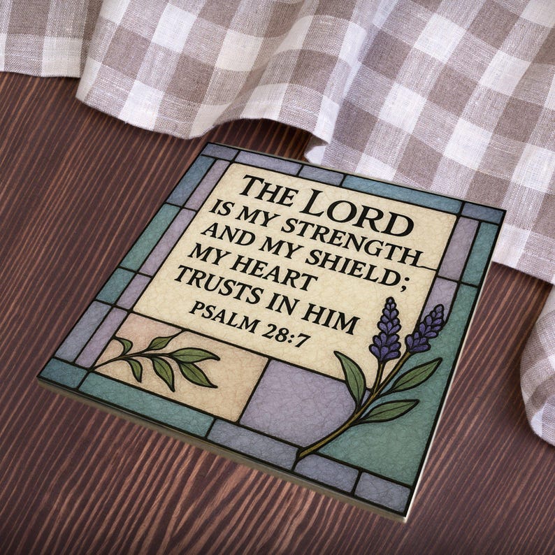 Psalm 28 7 Bible Verse Ceramic Art Tile Christian Decor Bookshelf Wall ...