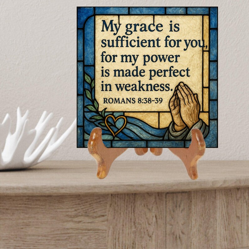 Romans 8 38-39 Bible Verse Ceramic Art Tile Christian Decor Bookshelf ...