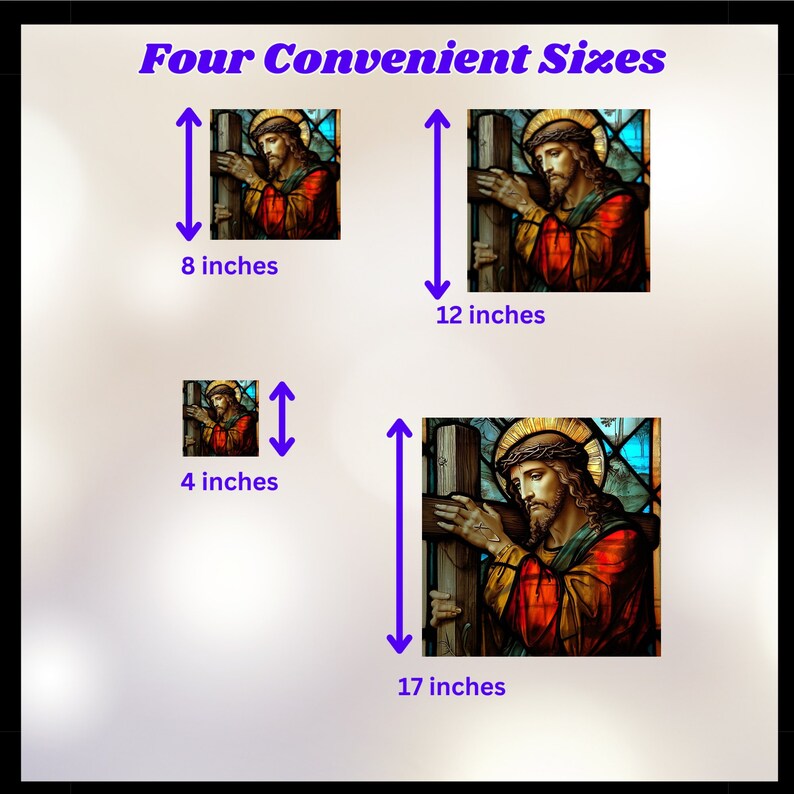 Jesus Carrying His Cross Stained Glass Window Cling Christian Faith Art ...
