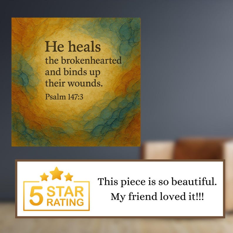 Psalm 147 3 Bible Verse Ceramic Art Tile Christian Decor Bookshelf Wall ...