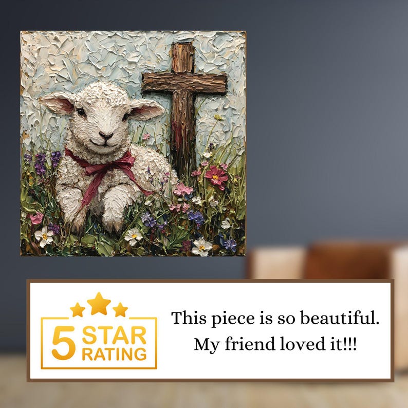 Lamb of God Ceramic Art Tile Easter Celebration Christian Art Bookshelf ...