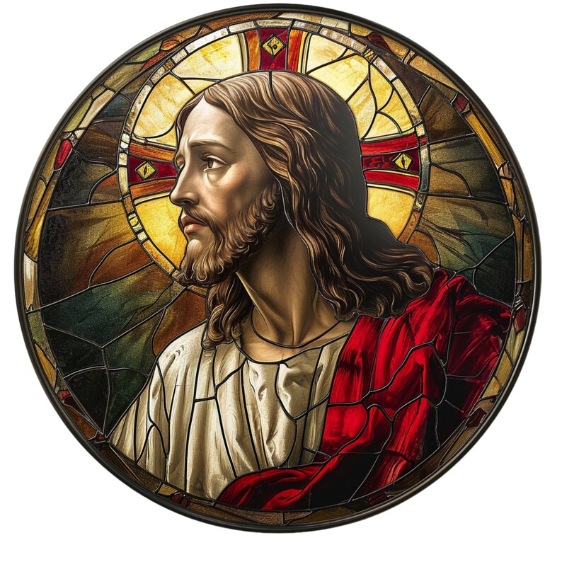 Jesus Stained Glass Window Cling Christian Art Window Sticker Decal ...