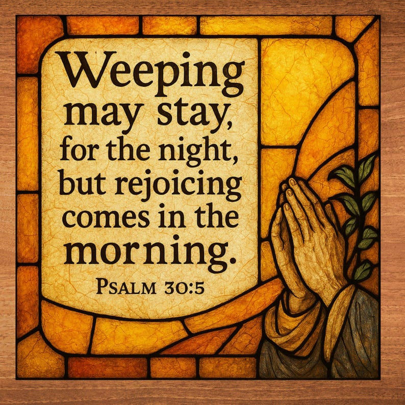 Psalm 30 5 Bible Verse Ceramic Art Tile Christian Decor Bookshelf Wall ...