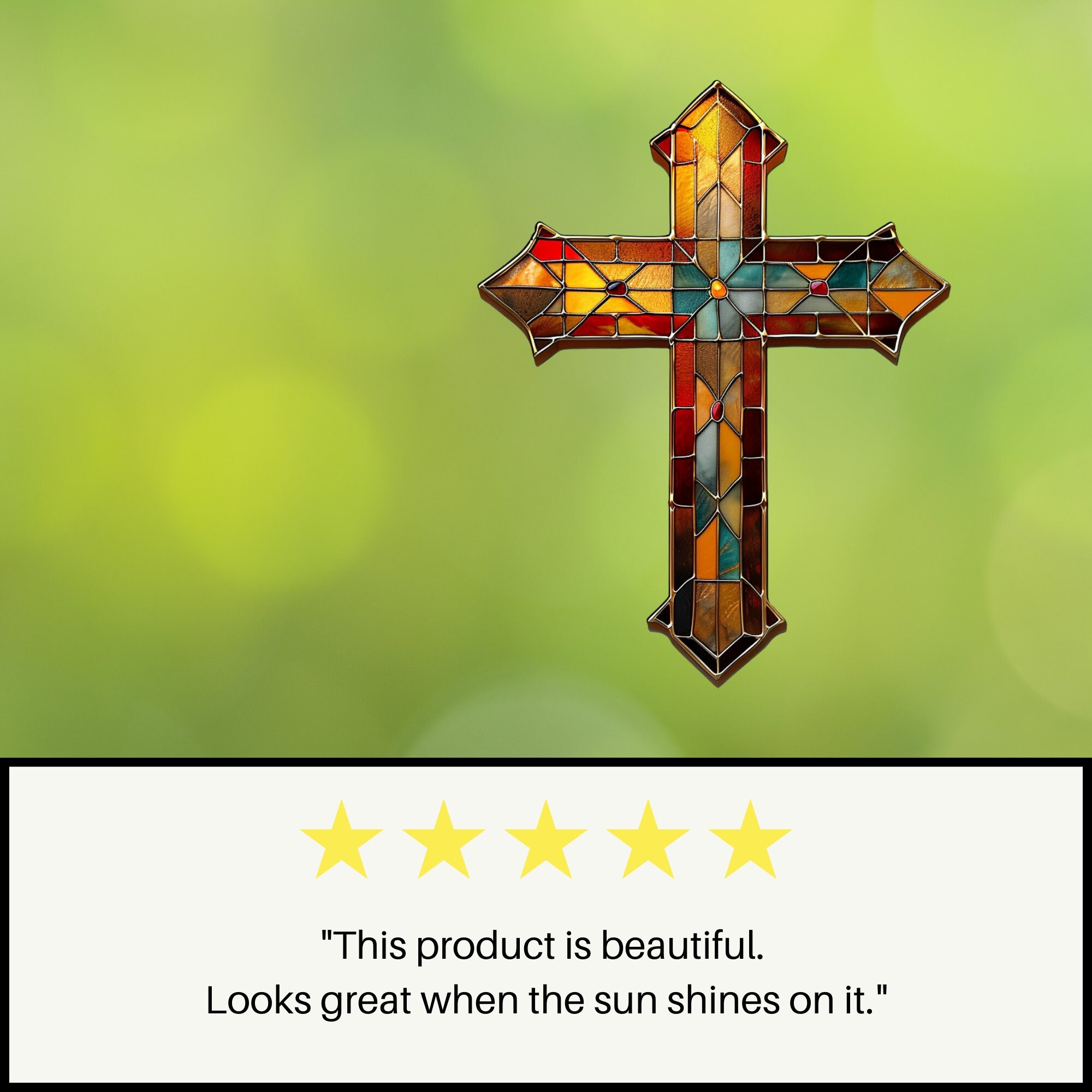 Christian Cross Stained Glass Window Cling Christian Faith Art Faithful ...