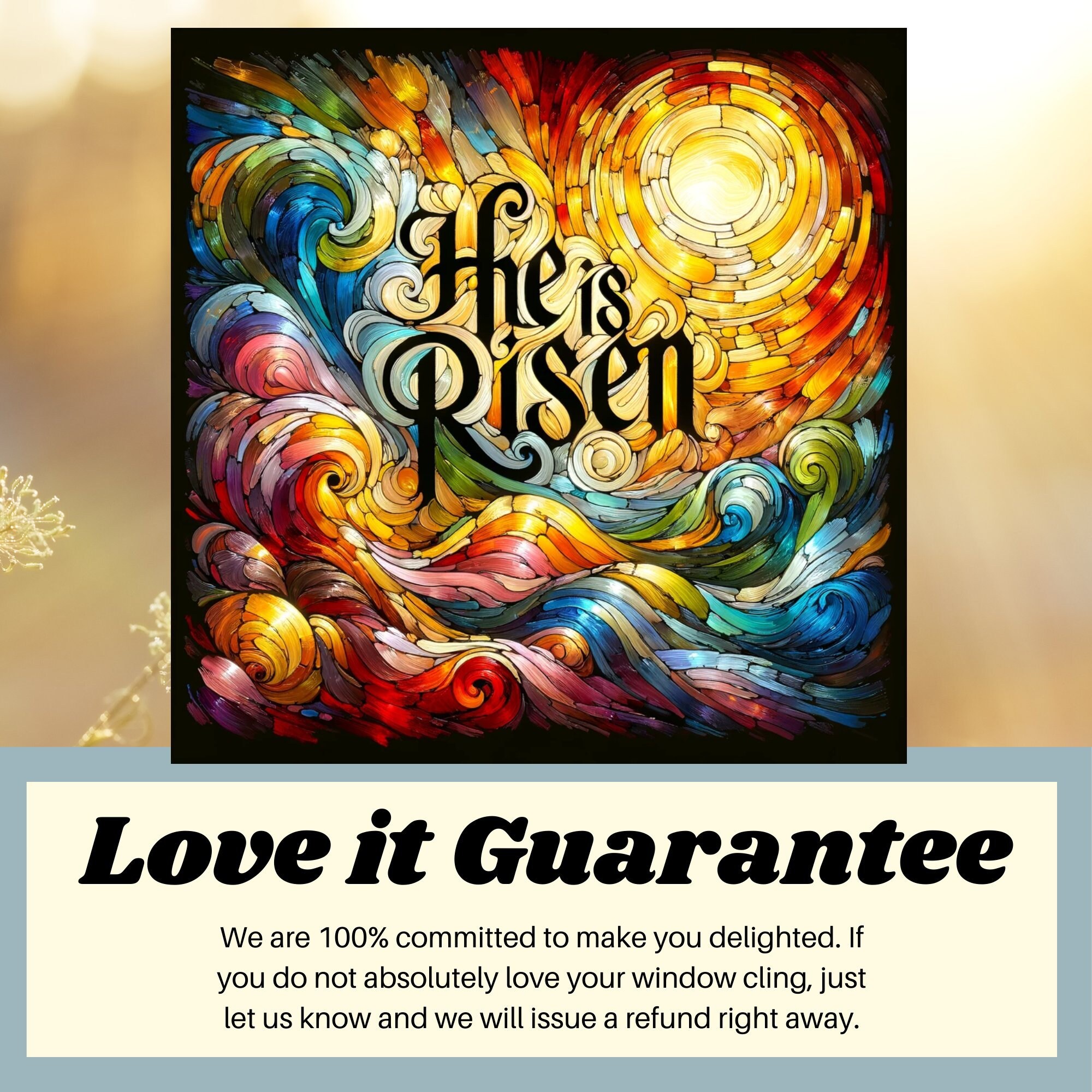 He is Risen Stained Glass Window Cling Easter Decor Resurrection Day ...
