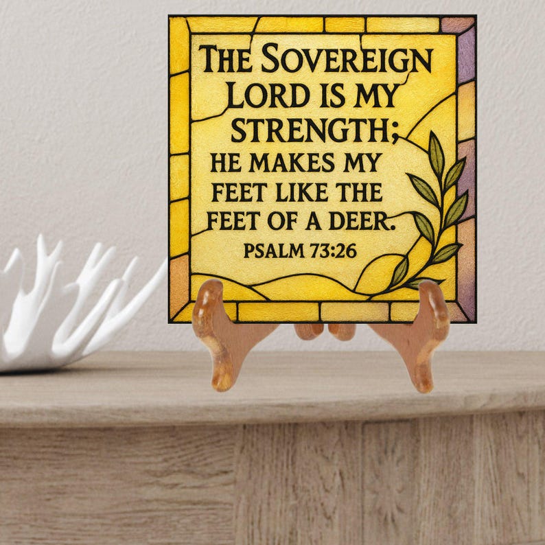 Psalm 73 26 Bible Verse Ceramic Art Tile Christian Decor Bookshelf Wall ...