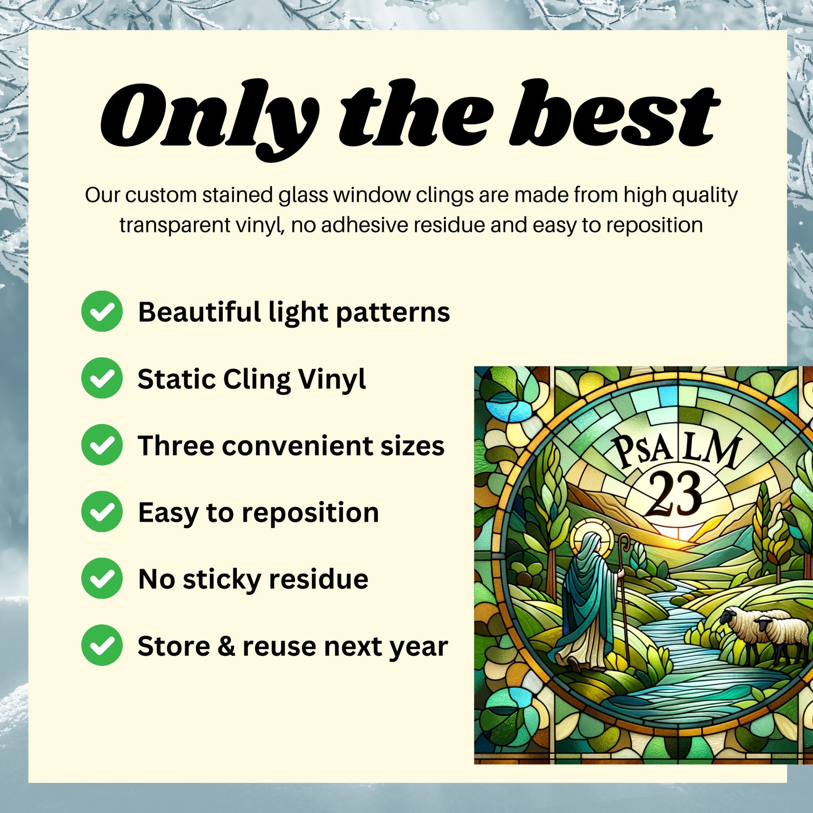 Psalm 23 Stained Glass Window Cling Christian Art Window Sticker Decal ...