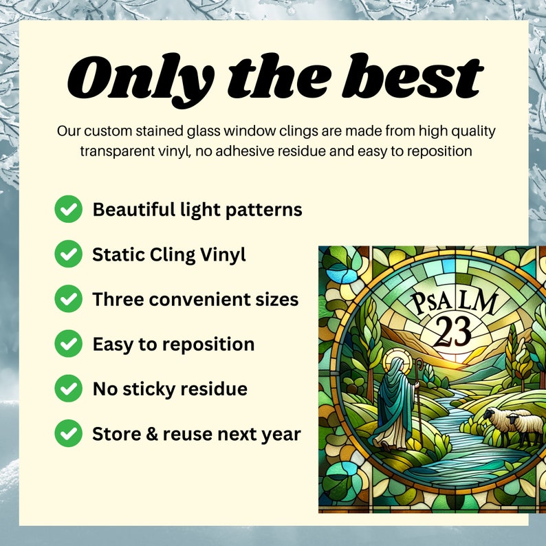 Psalm 23 Stained Glass Window Cling Christian Art Window Sticker Decal ...