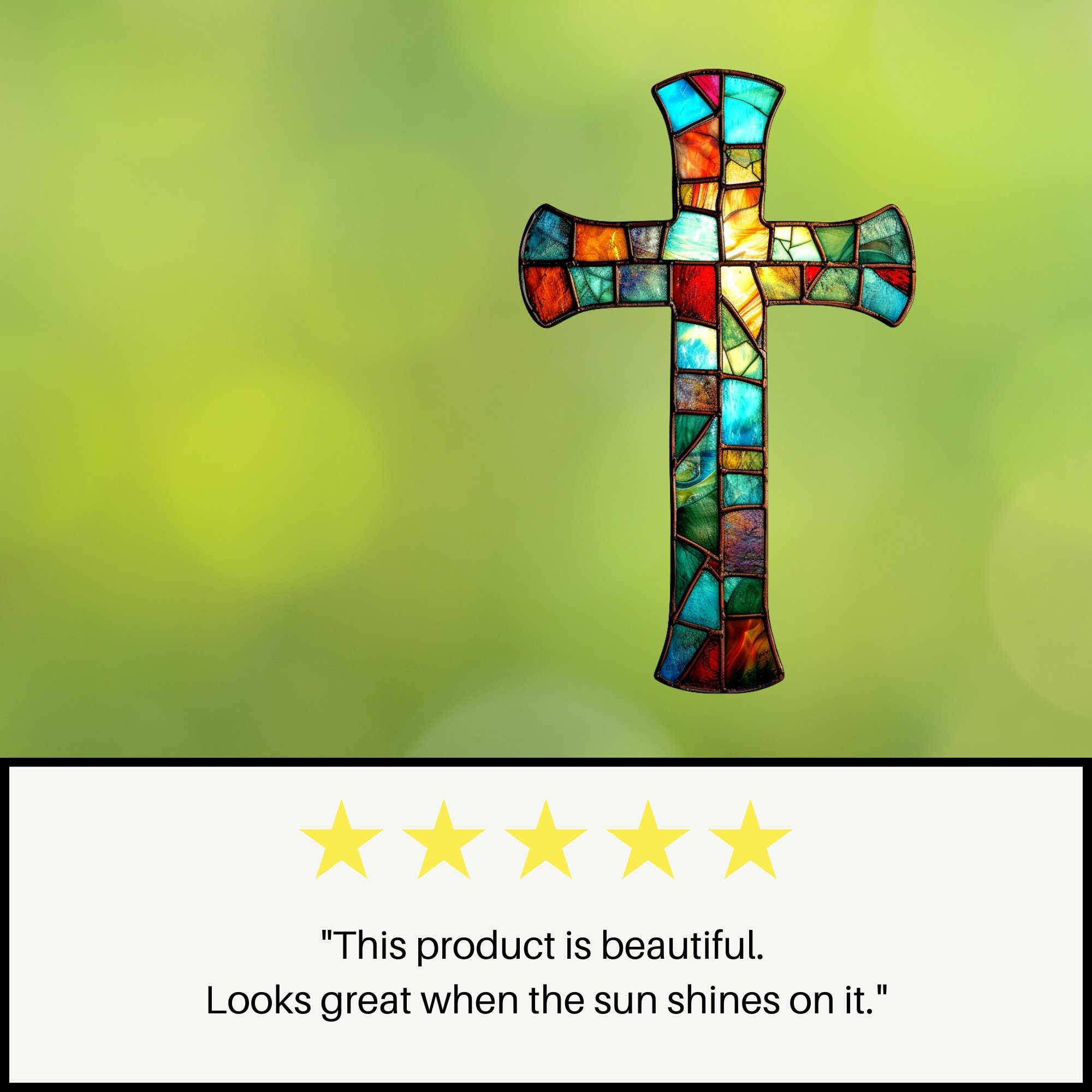 Christian Cross Stained Glass Window Cling Christian Faith Art Faithful ...