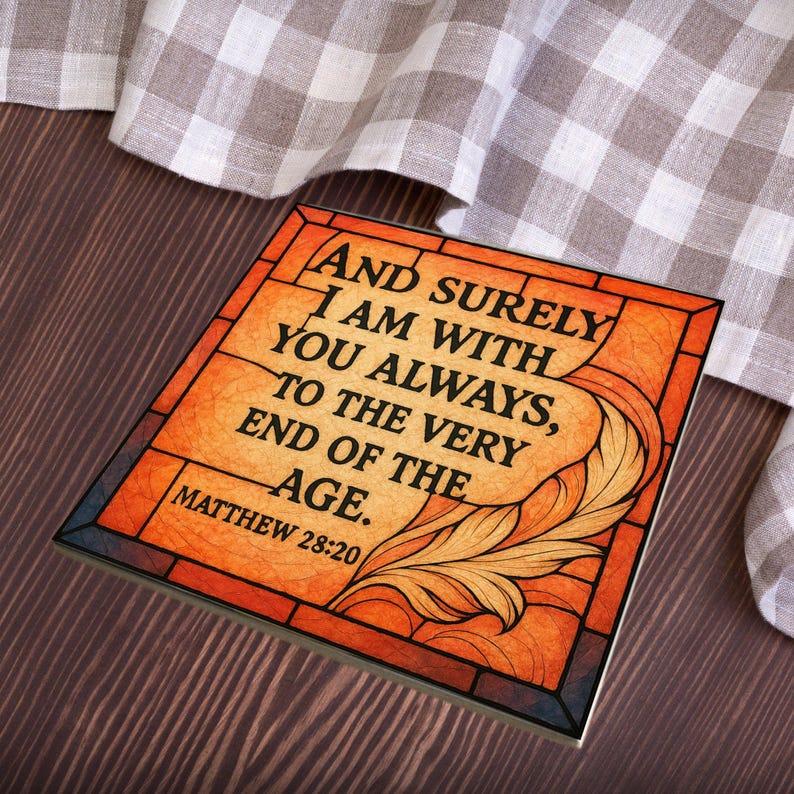 Matthew 28 20 Bible Verse Ceramic Art Tile Christian Decor Bookshelf ...