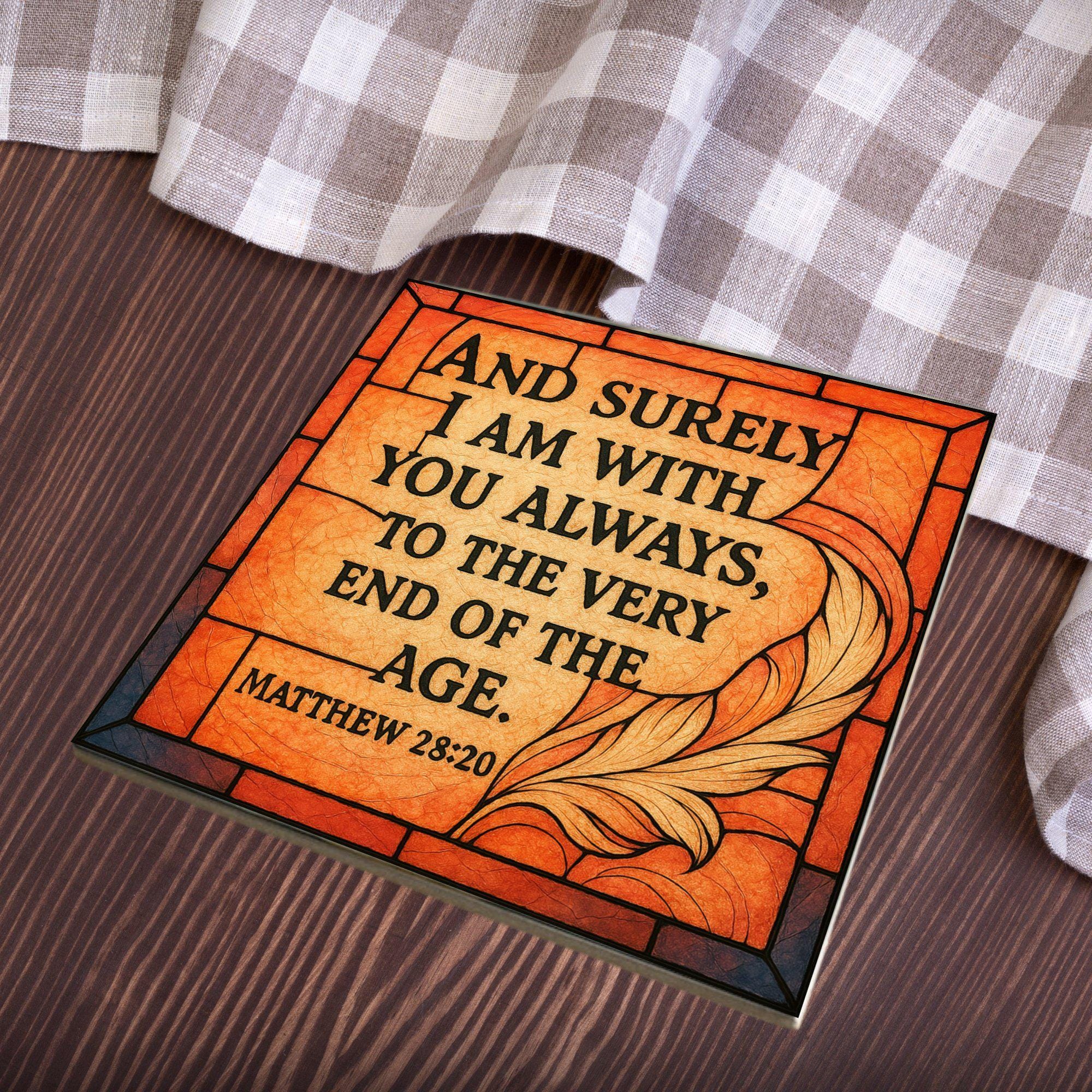 Matthew 28 20 Bible Verse Ceramic Art Tile Christian Decor Bookshelf ...