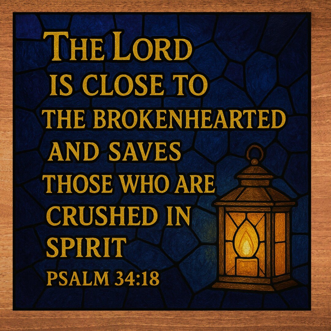 Psalm 34 18 Bible Verse Ceramic Art Tile Christian Decor Bookshelf Wall ...