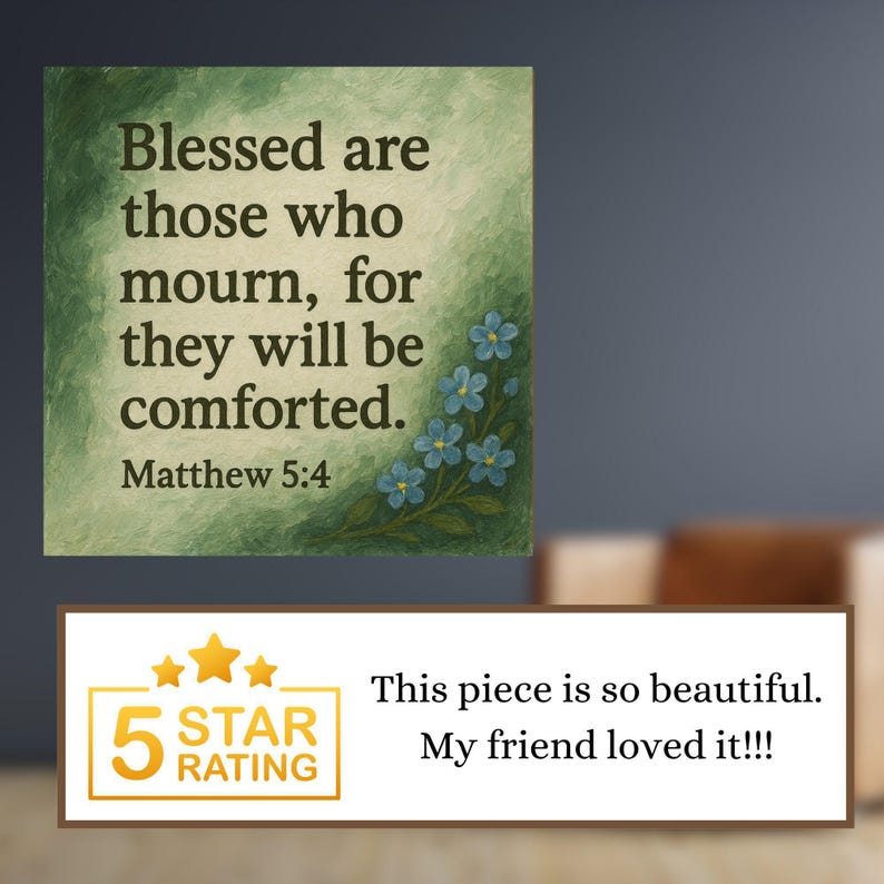 Matthew 5 4 Bible Verse Ceramic Art Tile Christian Decor Bookshelf Wall ...