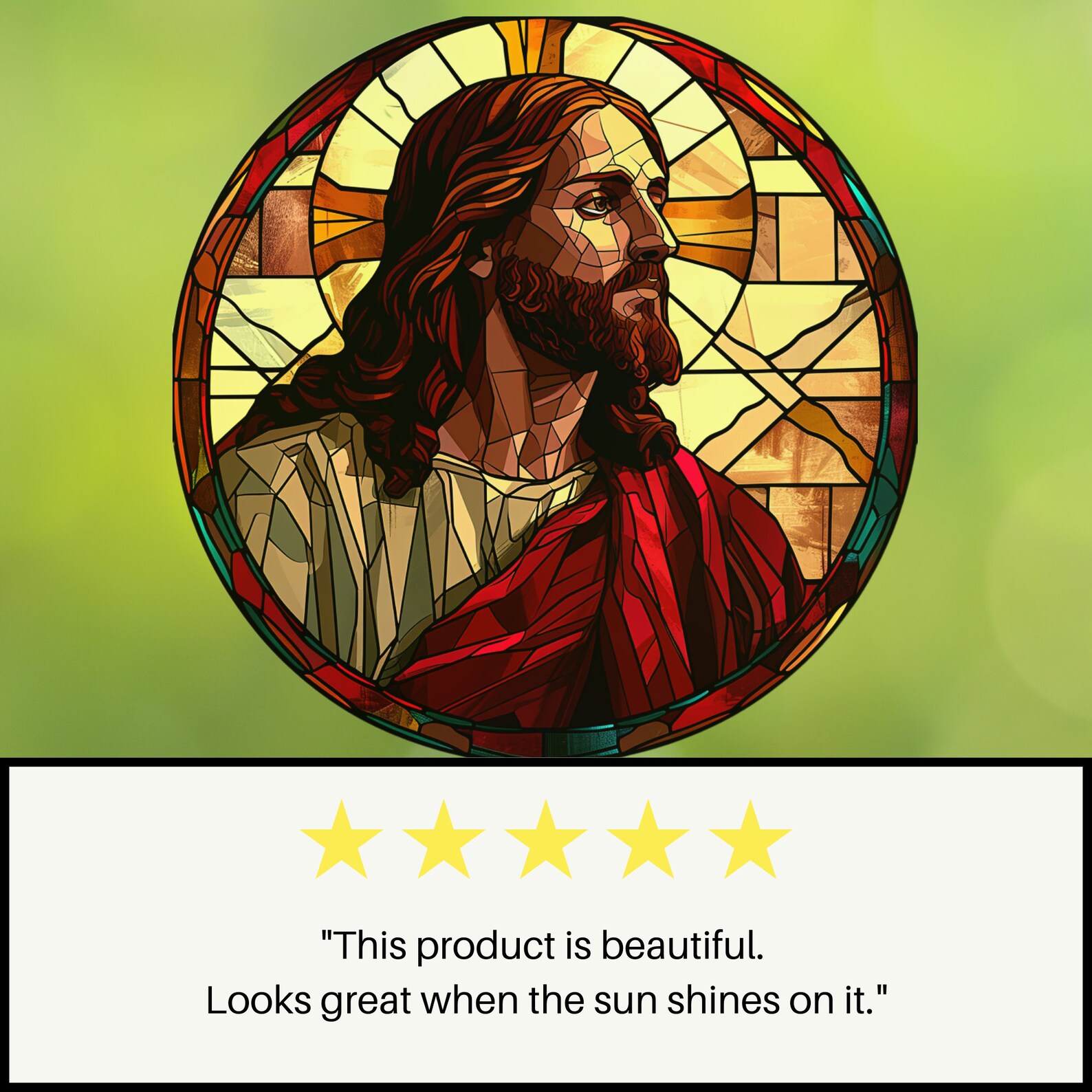 Jesus Stained Glass Window Cling Christian Art Window Sticker Decal ...
