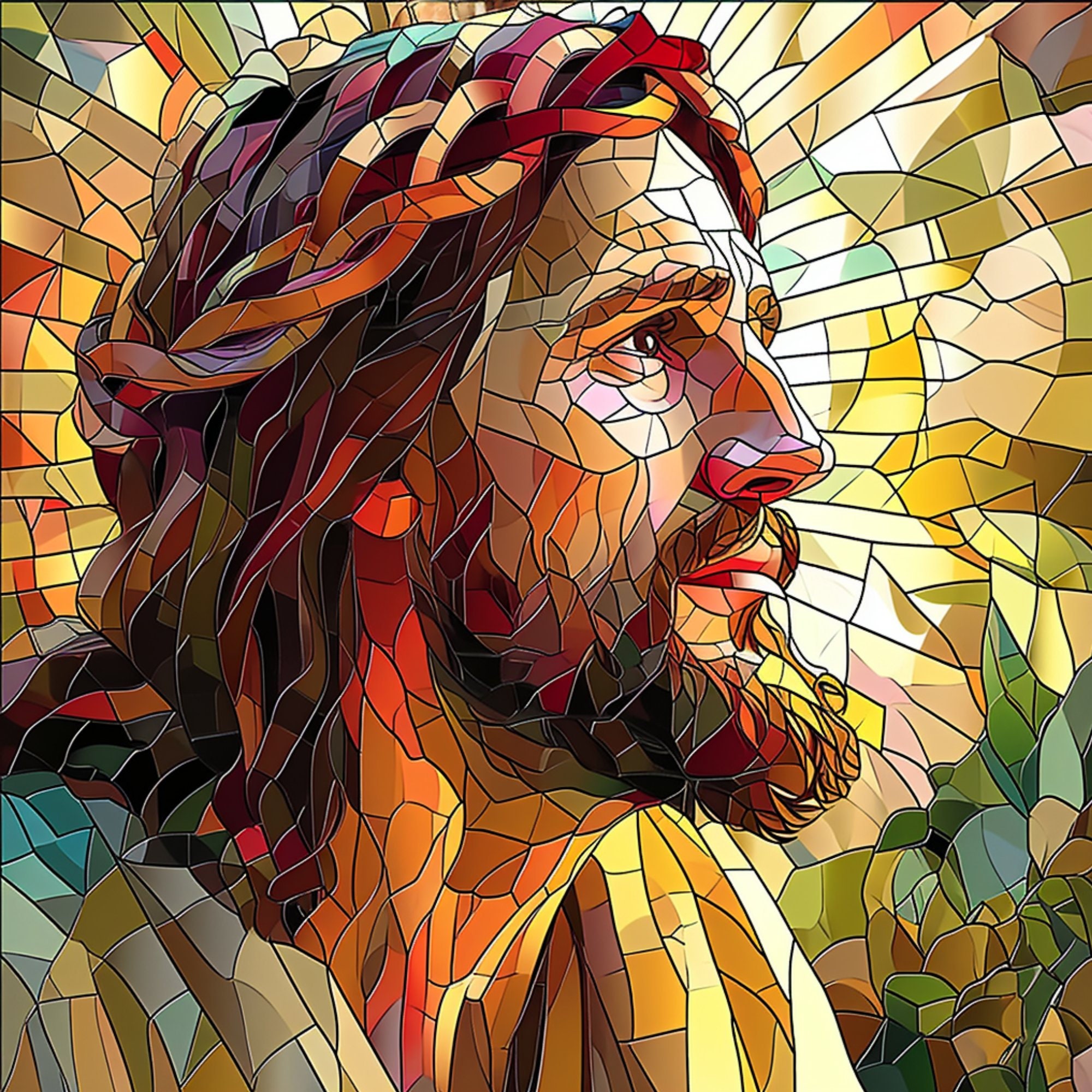Jesus Stained Glass Window Cling Christian Faith Art Faithful Decor ...