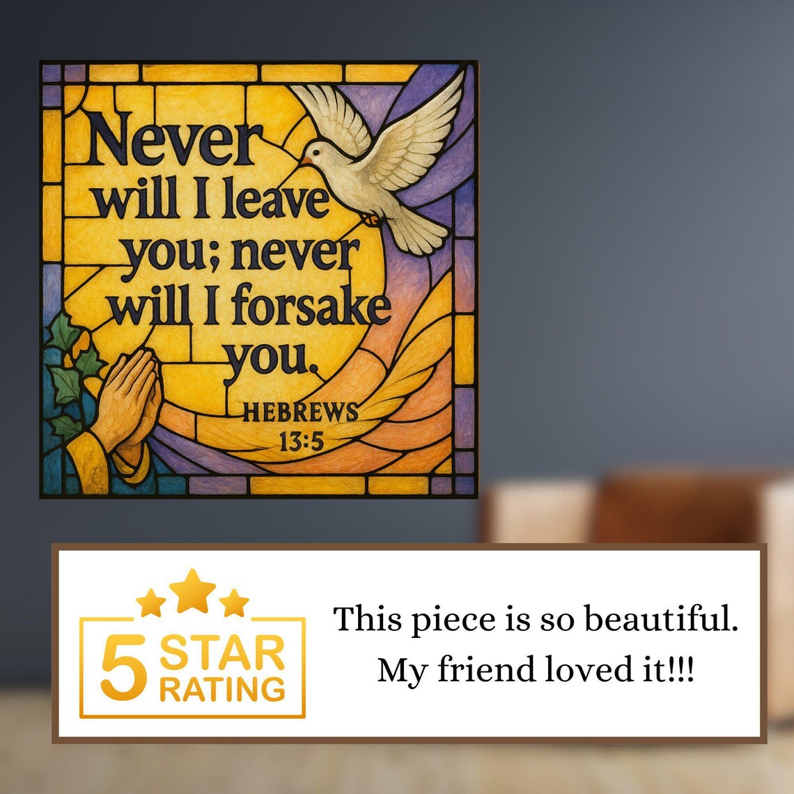 Hebrews 13 5 Bible Verse Ceramic Art Tile Christian Decor Bookshelf ...