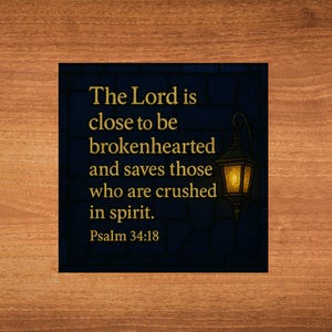 Psalm 34 18 Bible Verse Ceramic Art Tile Christian Decor Bookshelf Wall ...