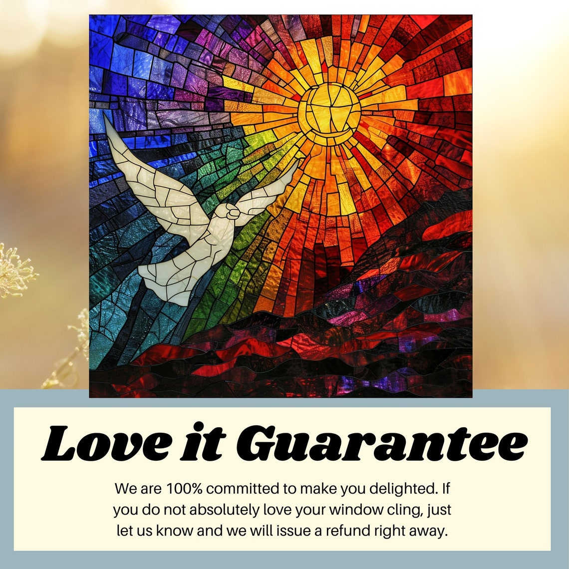 Holy Spirit Stained Glass Window Cling Christian Faith Art Faithful ...