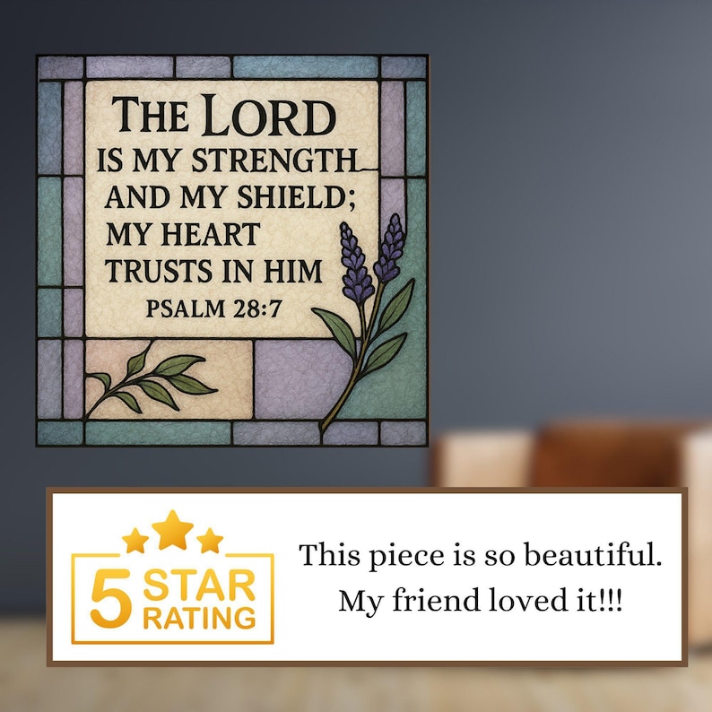 Psalm 28 7 Bible Verse Ceramic Art Tile Christian Decor Bookshelf Wall ...