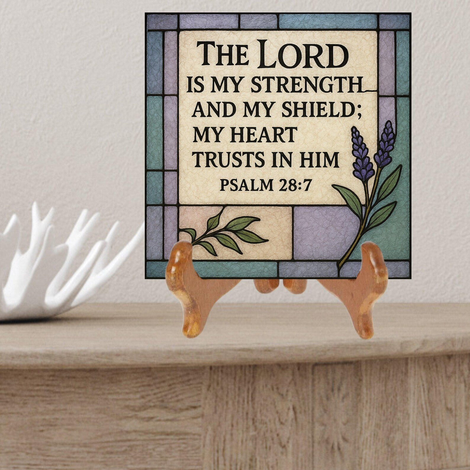 Psalm 28 7 Bible Verse Ceramic Art Tile Christian Decor Bookshelf Wall ...