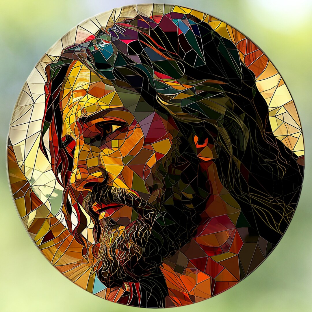 Jesus Stained Glass Window Cling Christian Art Window Sticker Decal ...